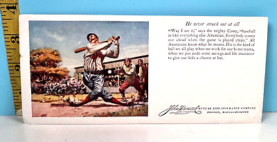 Vintage John Hancock Insurance Blotter Card Casey Never Struck Out ...