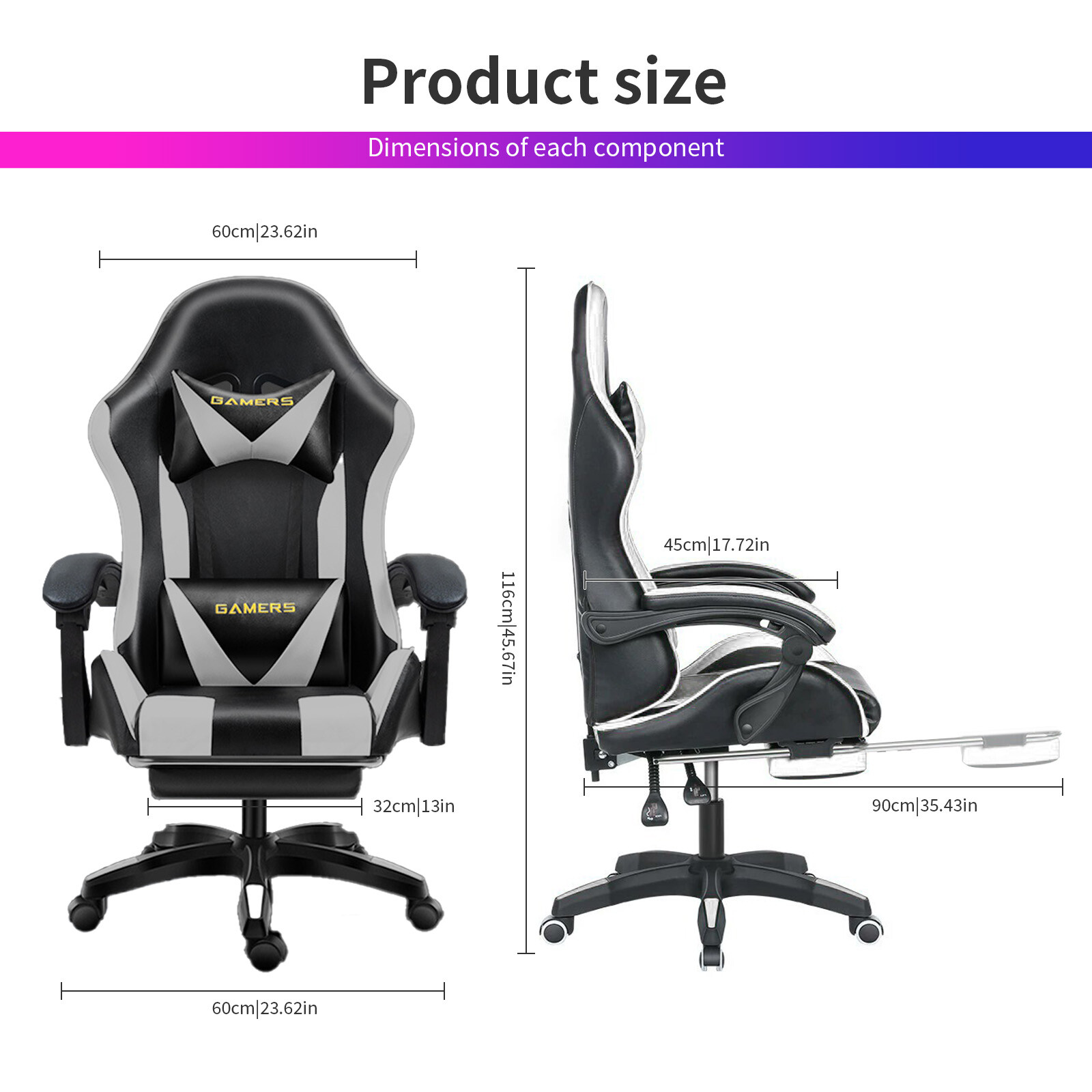 Computer Gaming Chair Ergonomic Office Gamer Chairs Swivel Racing ...