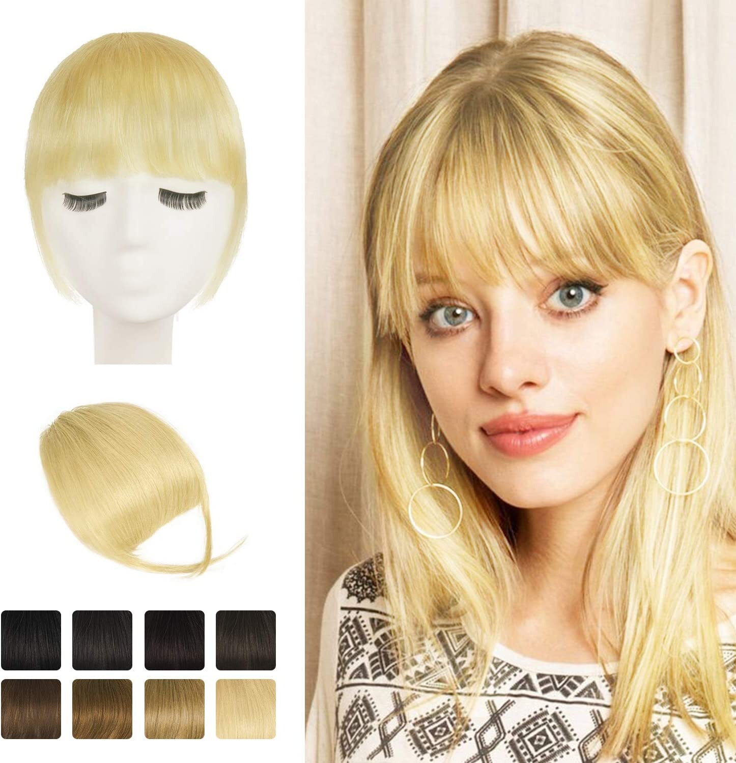BARSDAR Clip in Fringe Human Hair 100% Real Hair Fringe Extensions Clip ...