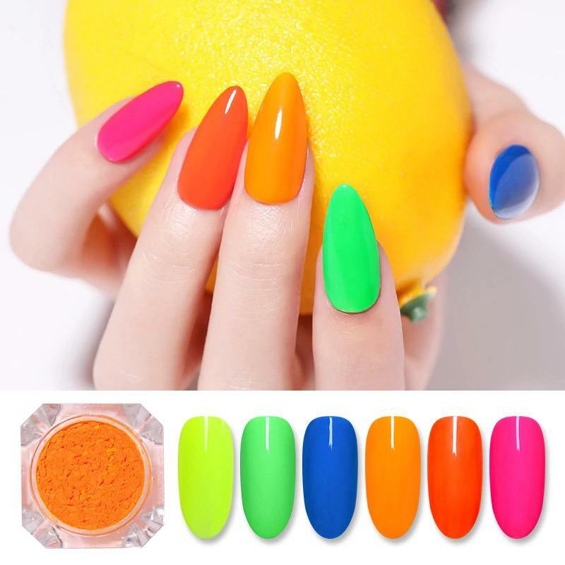 15 COLOURS NEON PIGMENT NAILS POWDER DUST OMBRE PHOSPHOR FLUORESCENT ...