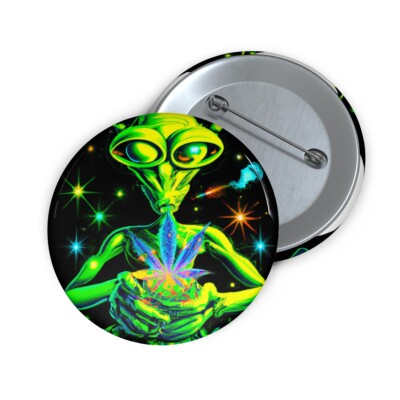 Custom Pin Button Alien Psychedelic Space UFO Hippie UFO Roswell Rave ...