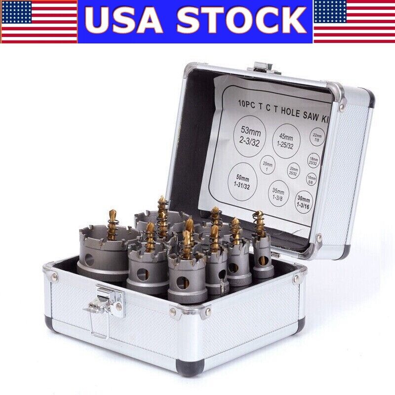 10PC 16-53mm Carbide Tip TCT Hole Saw Cutter Drill Bit Set For Steel ...