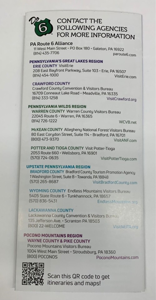 Pennsylvania Route 6 Motorcycle Loops Visitors Guide & Map Do 6 Travel ...