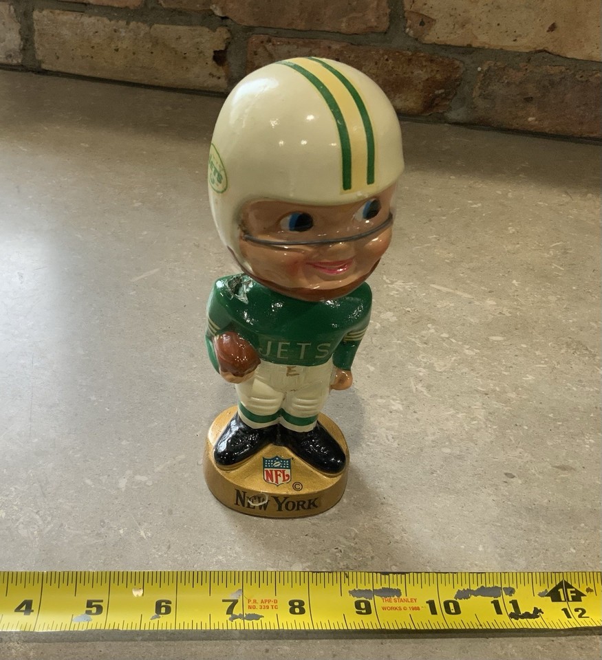Vintage New York Jets Bobblehead Nodder NFL Football Gold Base | eBay