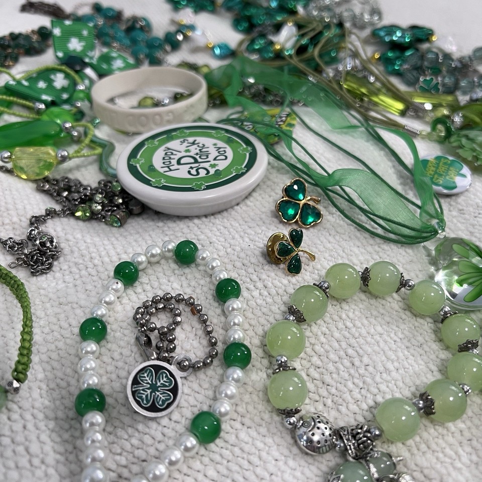 Green Jewelry Lot St. Patrick's Day Spring Necklace Bracelet Pin Fun ...