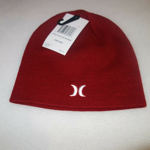 NEW Hurley Icon Staples Beanie Knit Cap Hat Adult Men's One Size Red | eBay