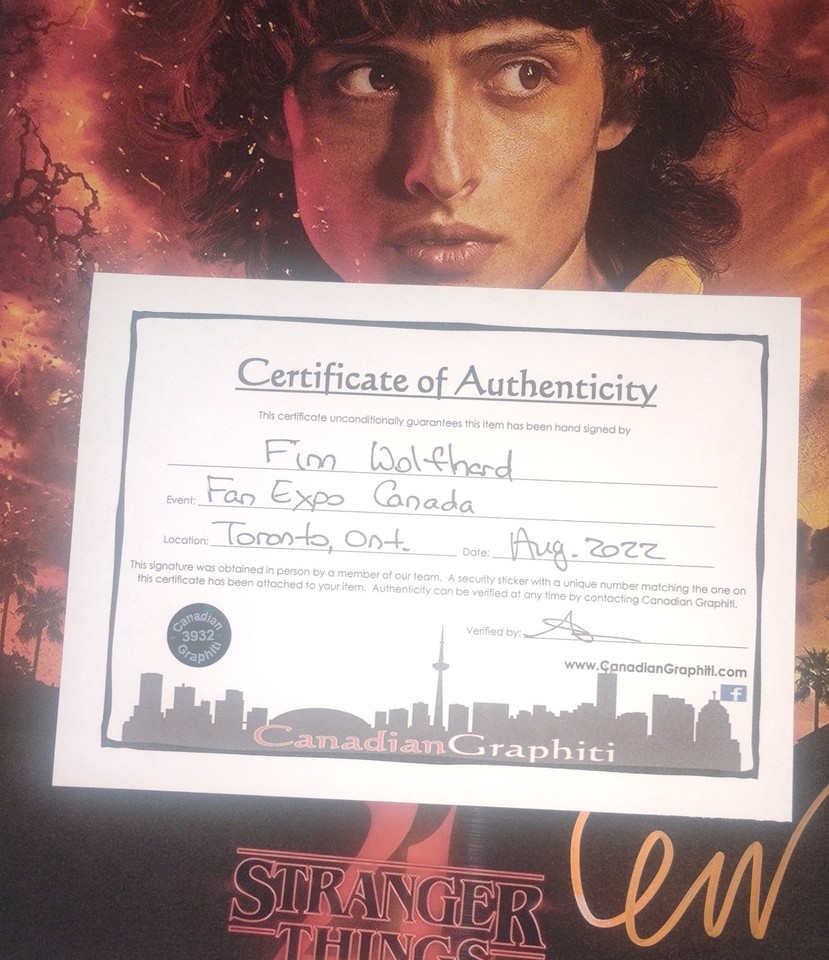 Finn Wolfhard Hand Signed 11x14 Photo COA Stranger Things Mike NO US ...