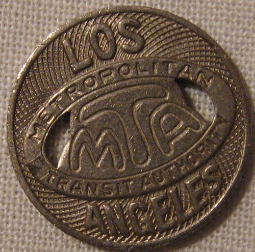 VINTAGE Los Angeles Metropolitan Transit MTA Token 5/8 Inch Diameter ...