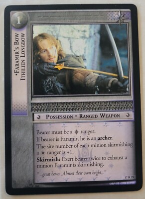 LOTR TCG ROS Rise of Saruman Set Faramir's Bow Ithilien Longbow 17r29 ...