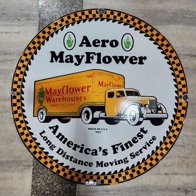 MAYFLOWER PORCELAIN ENAMEL SIGN 30 INCHES ROUND | eBay