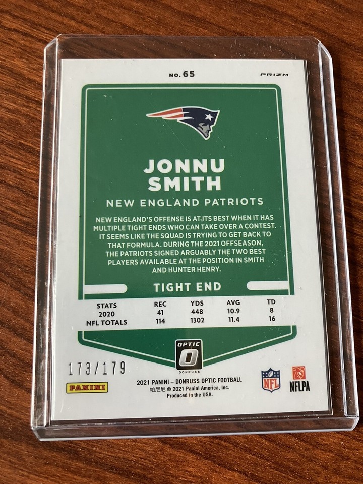 2021 FOTL Panini Donruss Optic Jonnu Smith Blue Prizm Card #65 SP #D ...
