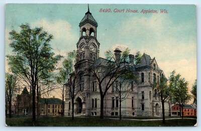 POSTCARD Court House Appleton Wisconsin 1913 Clock Tower | eBay