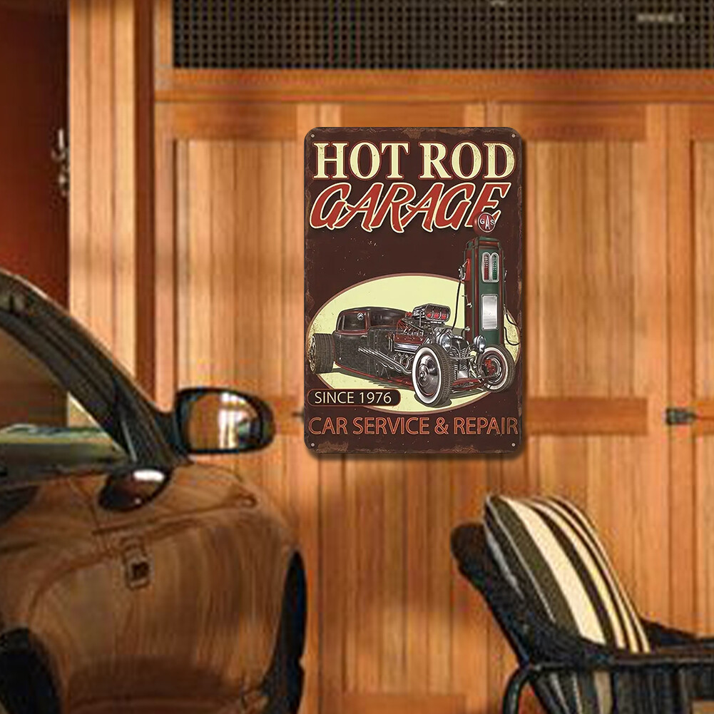 Vintage Metal Plate Car Repair Rectangular Iron Painting Wall Art Decor ...