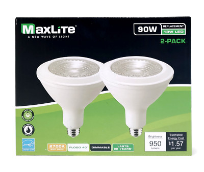 2 Pk MaxLite 13W LED Dimmable 90W 2700K Flood Light Outdoor & Indoor Ships Free | eBay