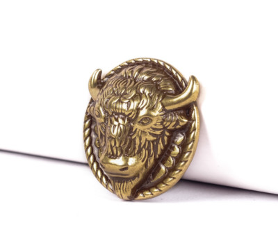 2PC 48*50MM Buffalo Head Bison Leather Craft Western Copper Conchos ...