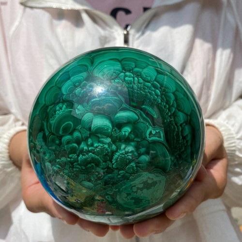 3655g Large Natural Malachite Green Crystal Sphere Gemstone Display ...