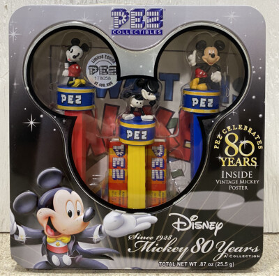 Disney 2007 Pez Mickey Mouse Trio 80 Years Collection Tin with poster ...