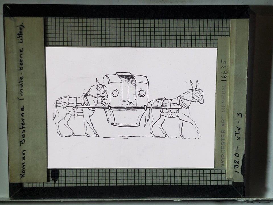 Roman Basterna (Mule-Borne Litter), Drawing, Magic Lantern Glass Slide ...