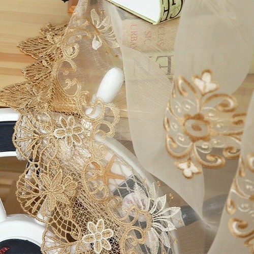 European Embroidery Mesh Tulle Fabric for Curtain Foral Sheer Cloth ...
