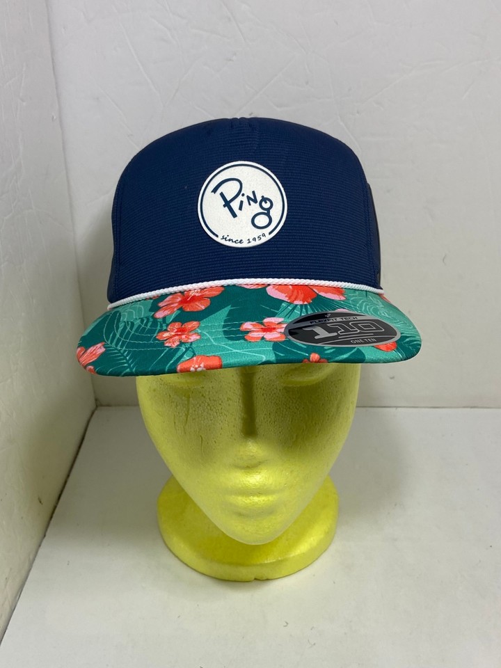 NAVY BLUE FLORAL HAWAIIAN HIBISCUS FLOWER PING GOLF PLAY YOUR BEST PUA ...