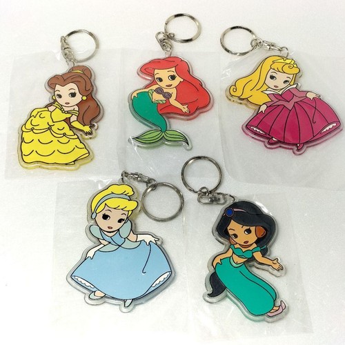 Disney Princess Keychains Set - 5 Acrylic Plain Charms, | eBay