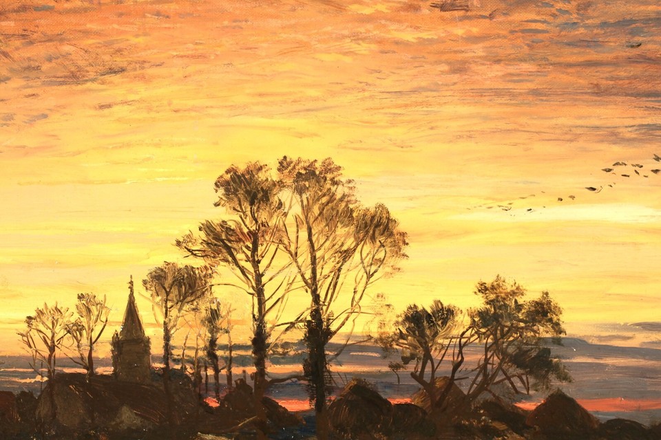 BENJAMIN LEADER R.A. (1831-1923) HUGE SIGNED 1884 OIL CANVAS SUNSET ...