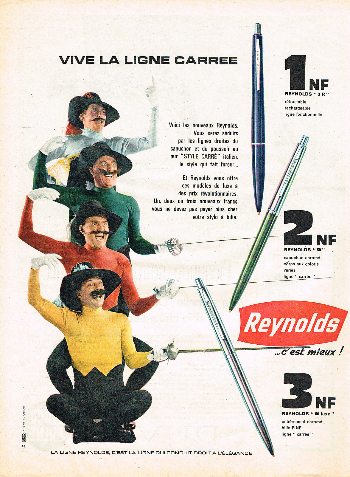 PUBLICITE ADVERTISING 074 1961 REYNOLDS les stylos bille FRERES JACQUES ...
