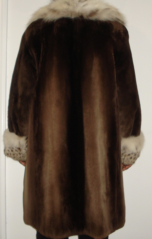 Spotted White Fox & Sheared Beaver Fur Coat Size 10-12 FREE SHIPPING ...