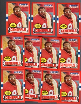 1985 Topps USFL LOT of (11) #77 SAM BOWERS NM+ NJ GENERALS / FORDHAM ...