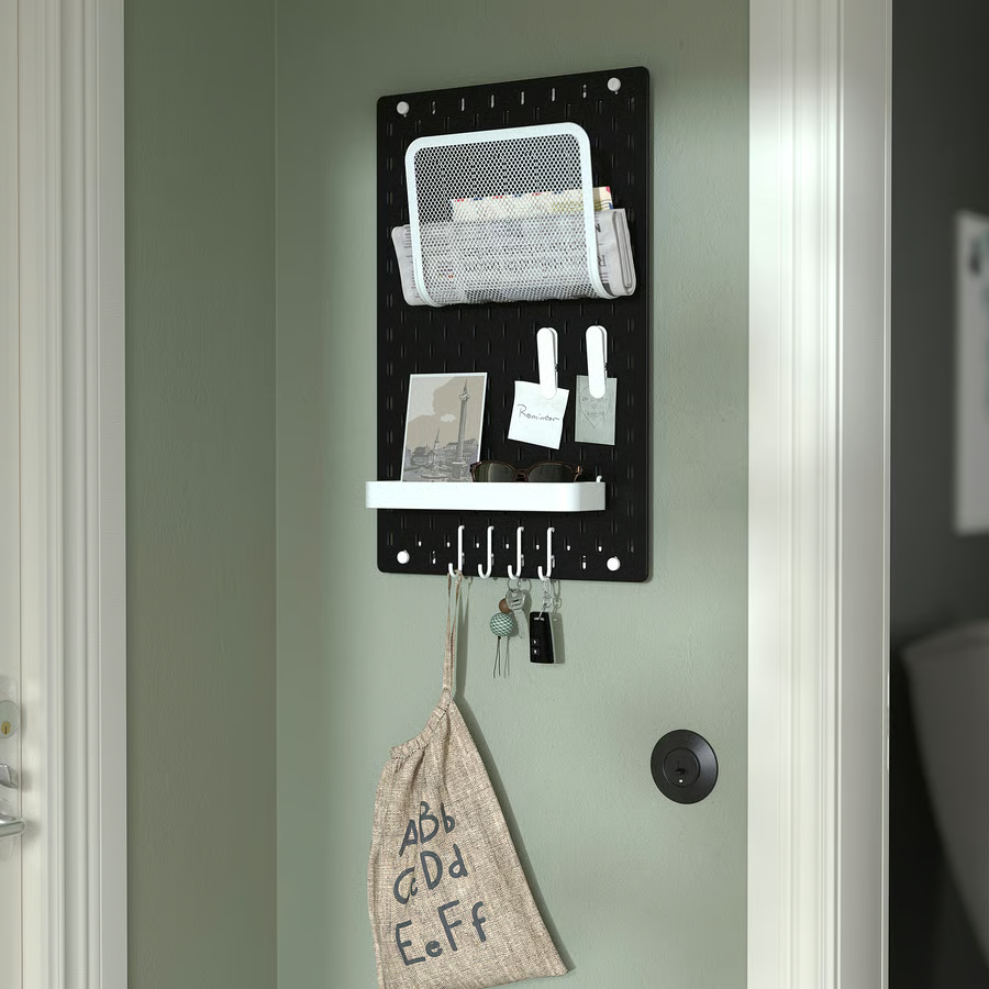 NEW IKEA SKADIS Pegboard Black 36x56cm Wall Storage Board Home Office ...