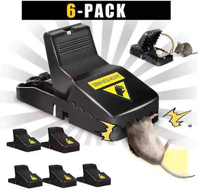 6 Pack Mouse Rat Traps Mice Killer Snap Trap Power Rodent Heavy Duty ...
