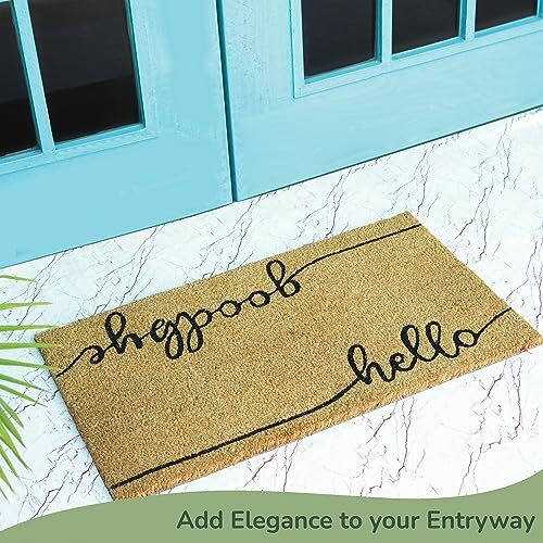 Welcome Doormats, Natural Coco Coir Mats with Non-Slip PVC Hello ...