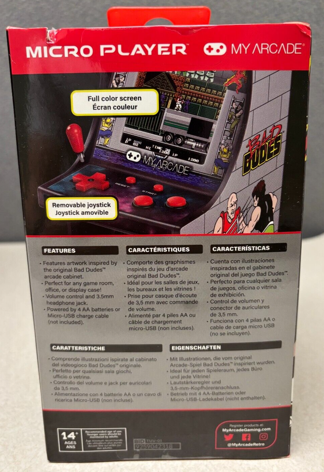 My Arcade Bad Dudes Micro Player 6.75 Inch Mini Retro Arcade Machine ...