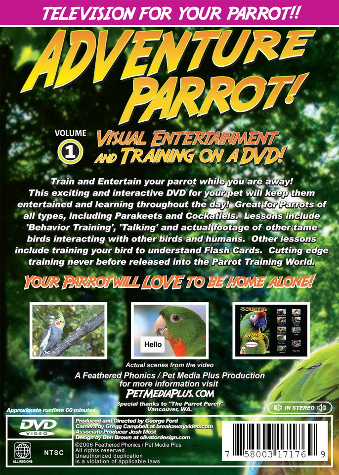 Adventure Parrot DVD Volume 1: Visual Training & Entertainment For Your ...