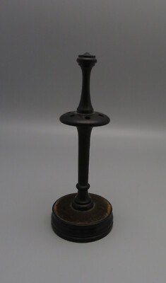 OLD HATPIN / HAT PIN STAND STAMPED EBONY WITH VELVET EFFECT COVERING TO ...