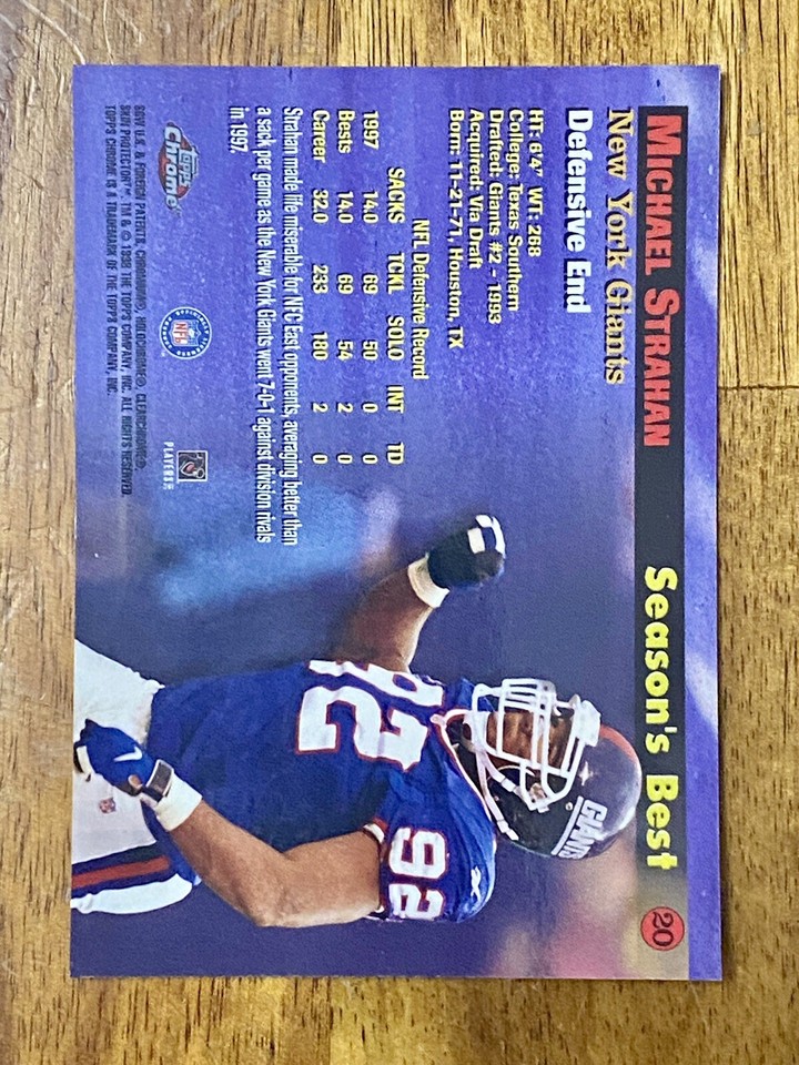 1998 Topps Chrome Heavy Hitters Season Best #20 Michael Strahan New ...
