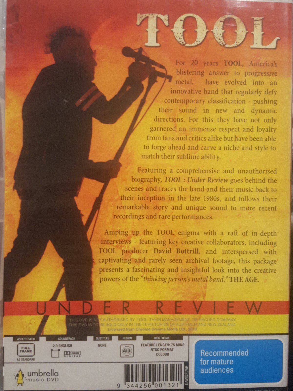 TOOL UNDER REVIEW RARE DVD MUSIC CONCERT DOCUMENTARY FILM METAL BAND ...