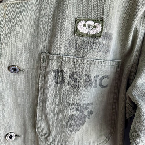 WWII USMC Marine Corps P41 HBT Jacket Patched Paramarine Airborne Named ...
