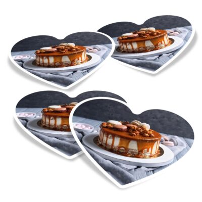 4x Heart Vinyl Stickers Caramel Cake Cooking Dessert Food #50458 | eBay UK