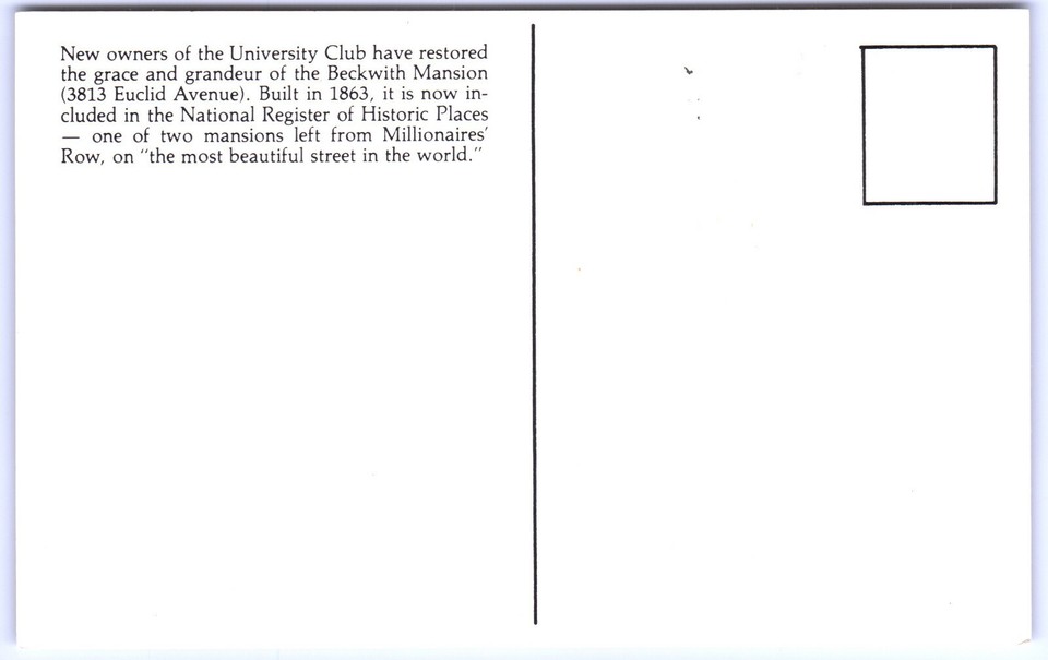 Postcard OH Ohio Beckwith Mansion Cleveland Restored by University Club ...