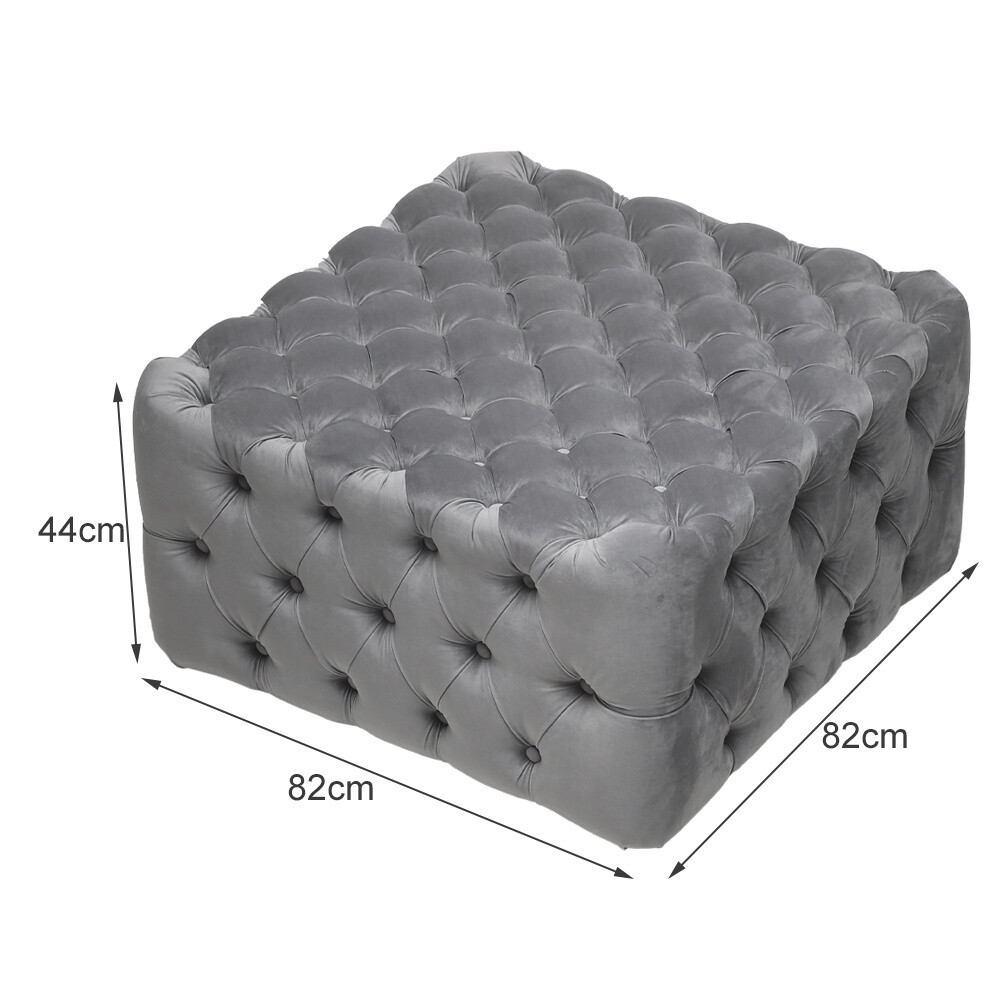 Chesterfield Button Plush Velvet Round/Square Pouffe Footstool Coffee ...