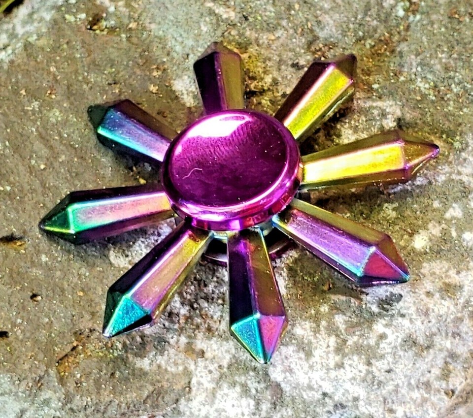 Rainbow Crystals Metal Fidget Spinner Toy Boys Girls Kids Adults ADHD ...