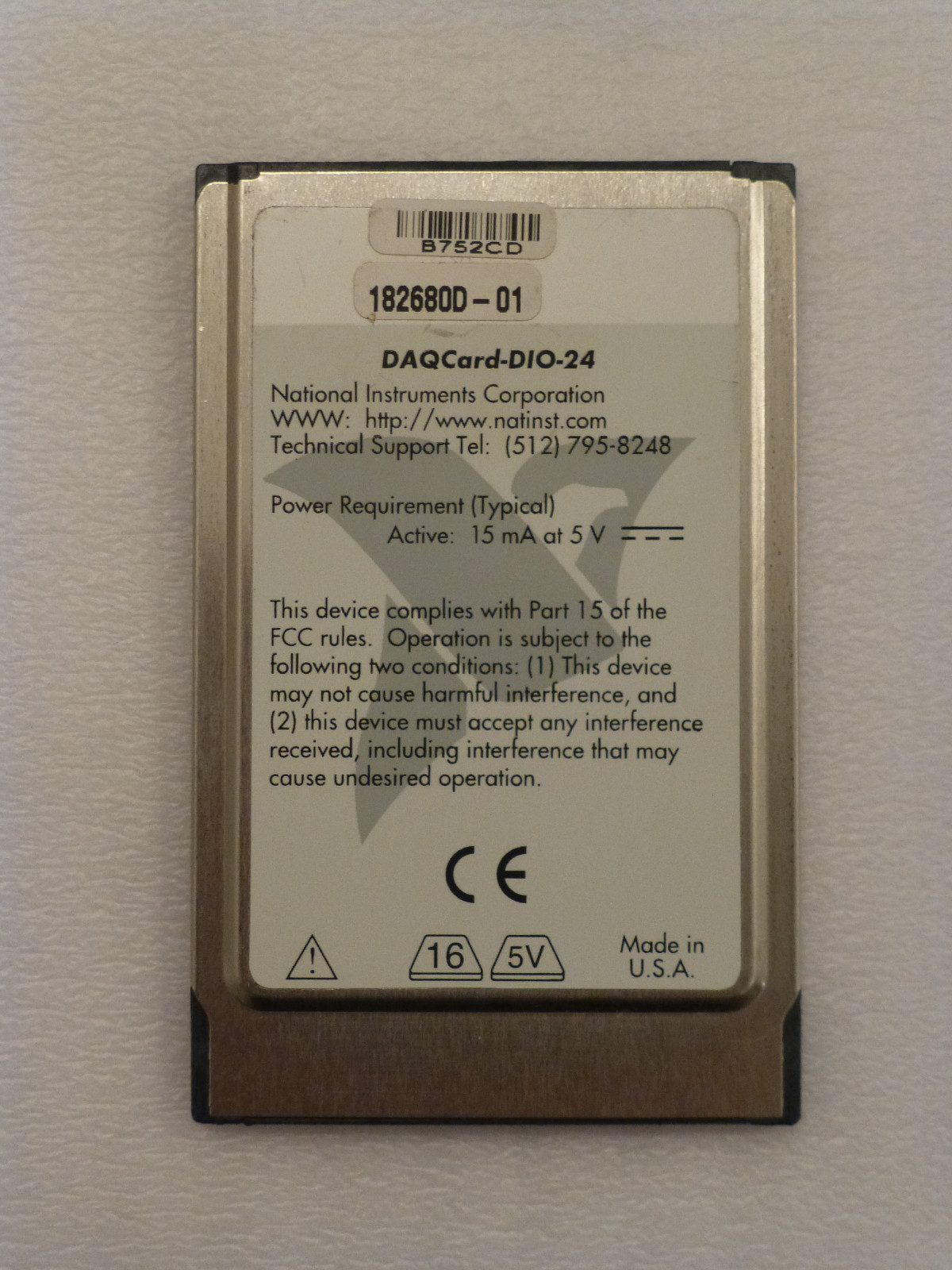 National Instruments Daqcard-dio-24 PCMCIA Ni DAQ Card Digitial I/o for ...