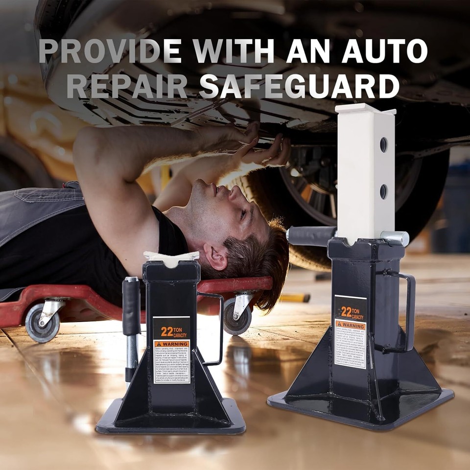 22 Ton (44,000 lbs) Professional Pin Type Jack Stands - 1 Pair, Heavy ...