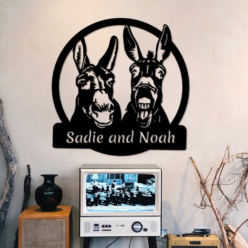 Personalized Donkey Metal Name Sign, Custom Donkey Farm Wall Art Decor ...