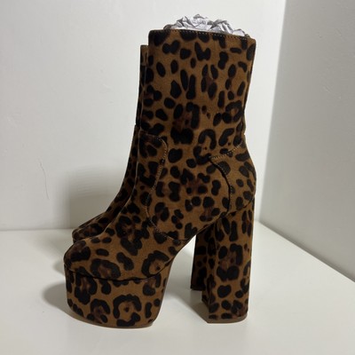 Liliana Suede Leopard Block Heel Platform Lug Boots Uk 6 | eBay UK