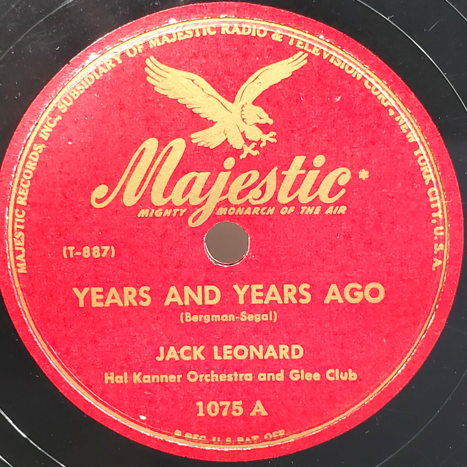 1946 Jack Leonard VG 78 RPM 10 inch Majestic 1075I Knew I'd Fall In ...