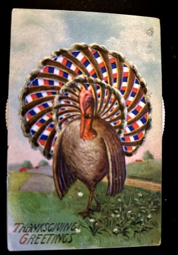Kaleidoscope Mechanical Turkey Thanksgiving Embossed Novelty Postcard ...