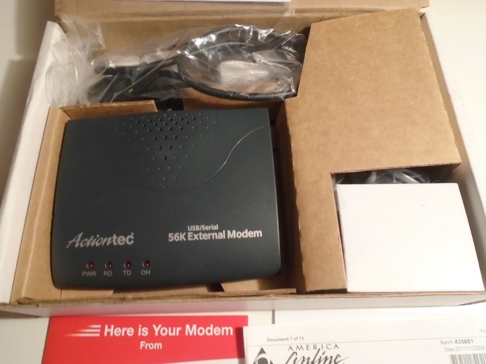 Actiontec EXUV9212-04 External 56kbps Serial Data Fax Modem AOL Item ...