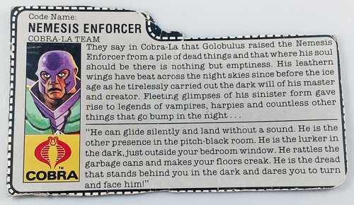 Hasbro GI Joe Nemesis Enforcer File Card 1987 | eBay